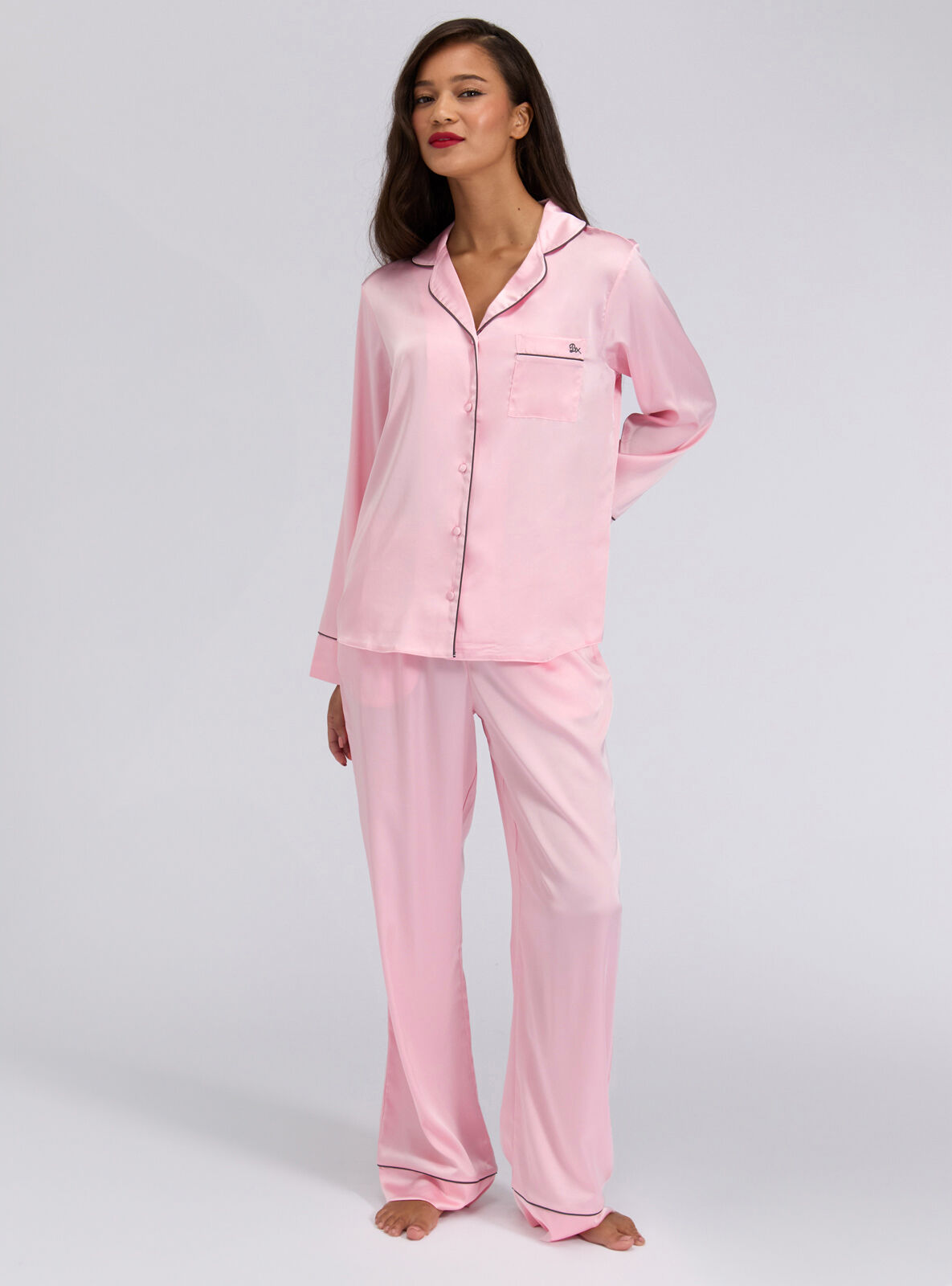 Luxe satin pyjama trousers | Light Pink | Boux Avenue UK