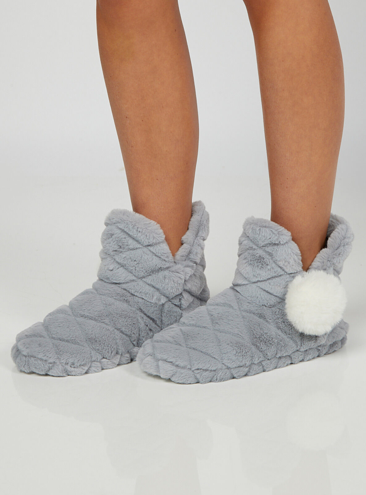 Textured boot slippers | Grey Mix | Boux Avenue UK