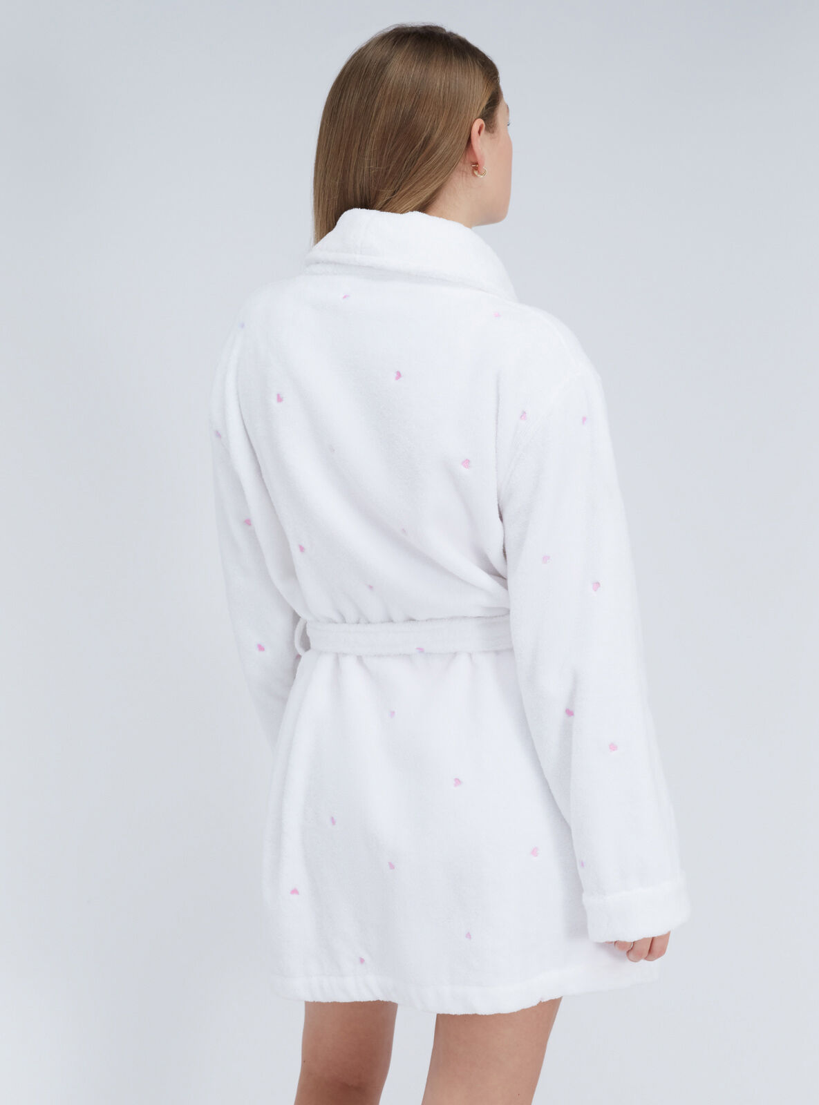 Heart towelling short robe | White Mix | Boux Avenue UK