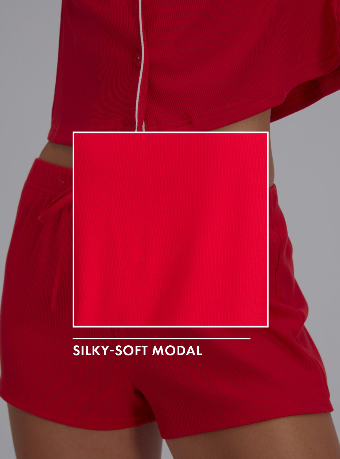 Ribbed modal pyjama shorts | Red Mix | Boux Avenue UK