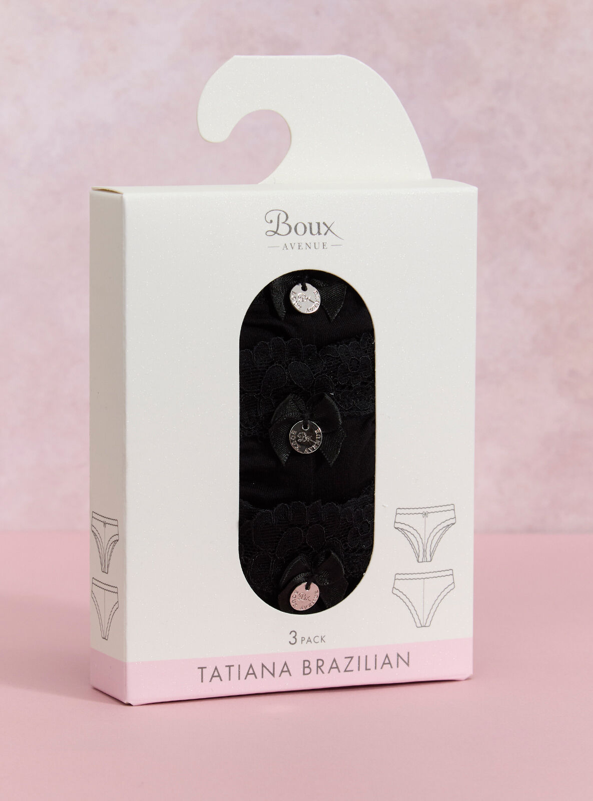3 pack Tatiana brazilian knickers | Black | Boux Avenue UK