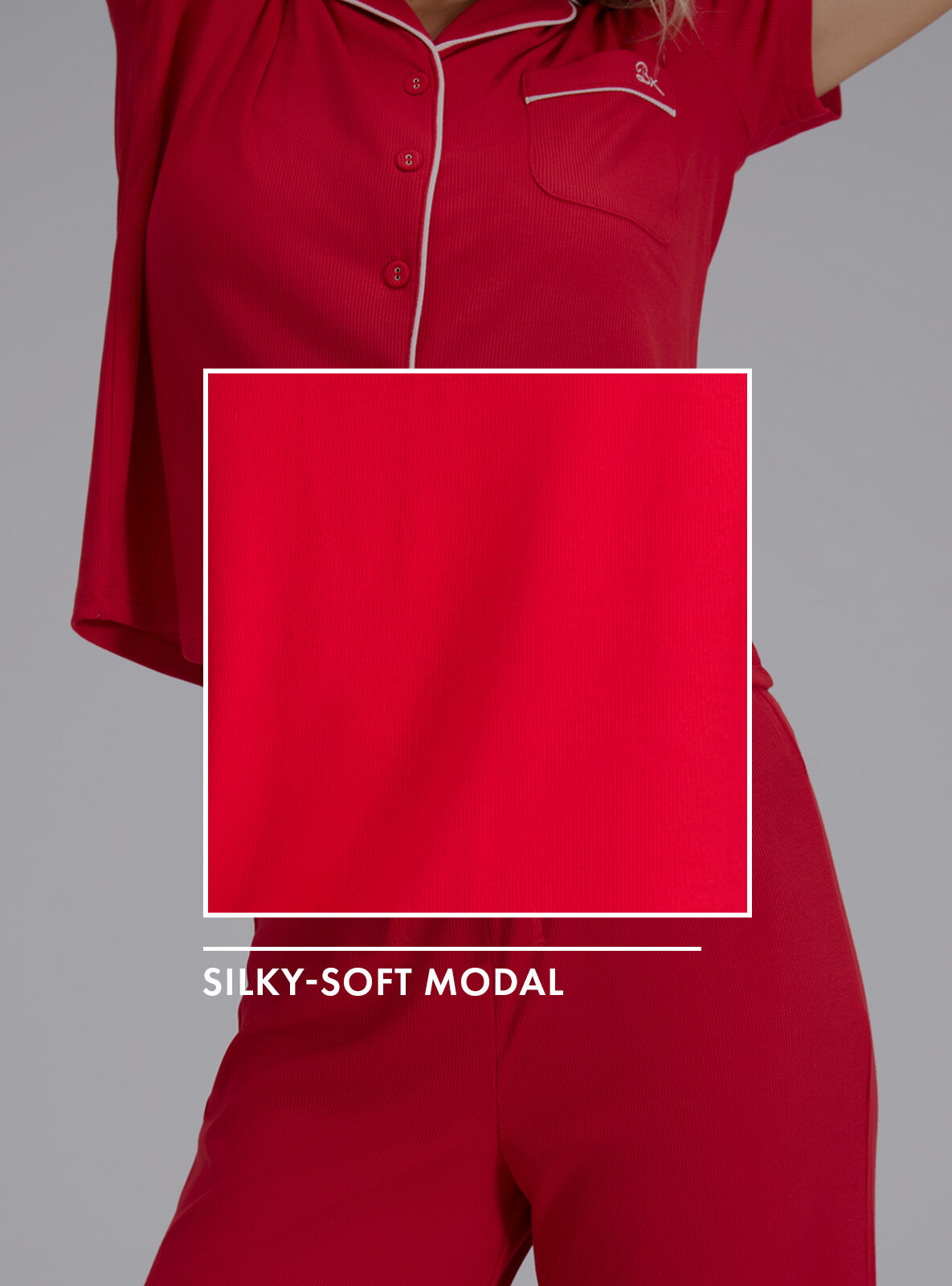 Ribbed modal pyjama trousers | Red Mix | Boux Avenue UK