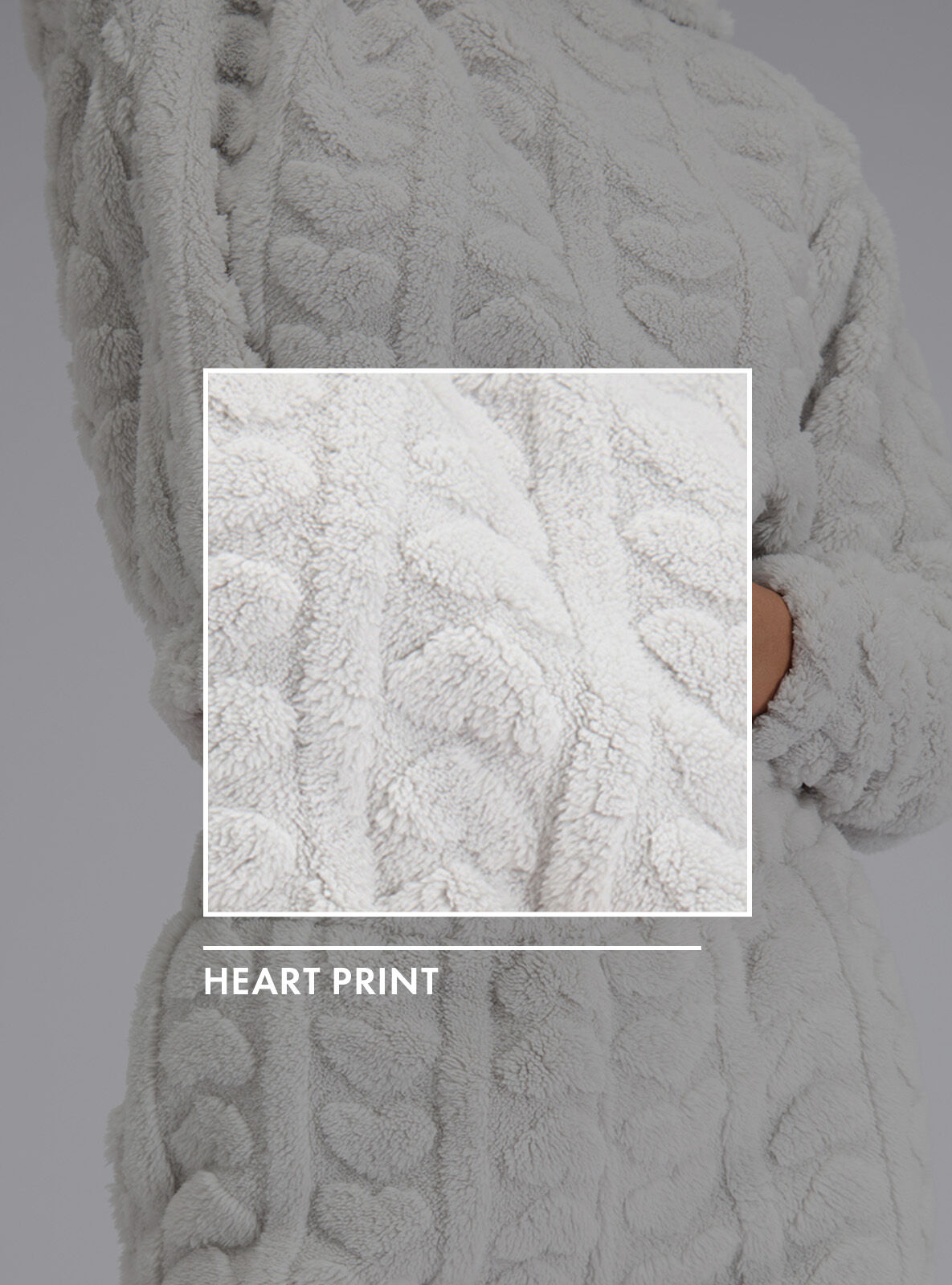 Fluffy cable heart lounge set | Grey | Boux Avenue UK