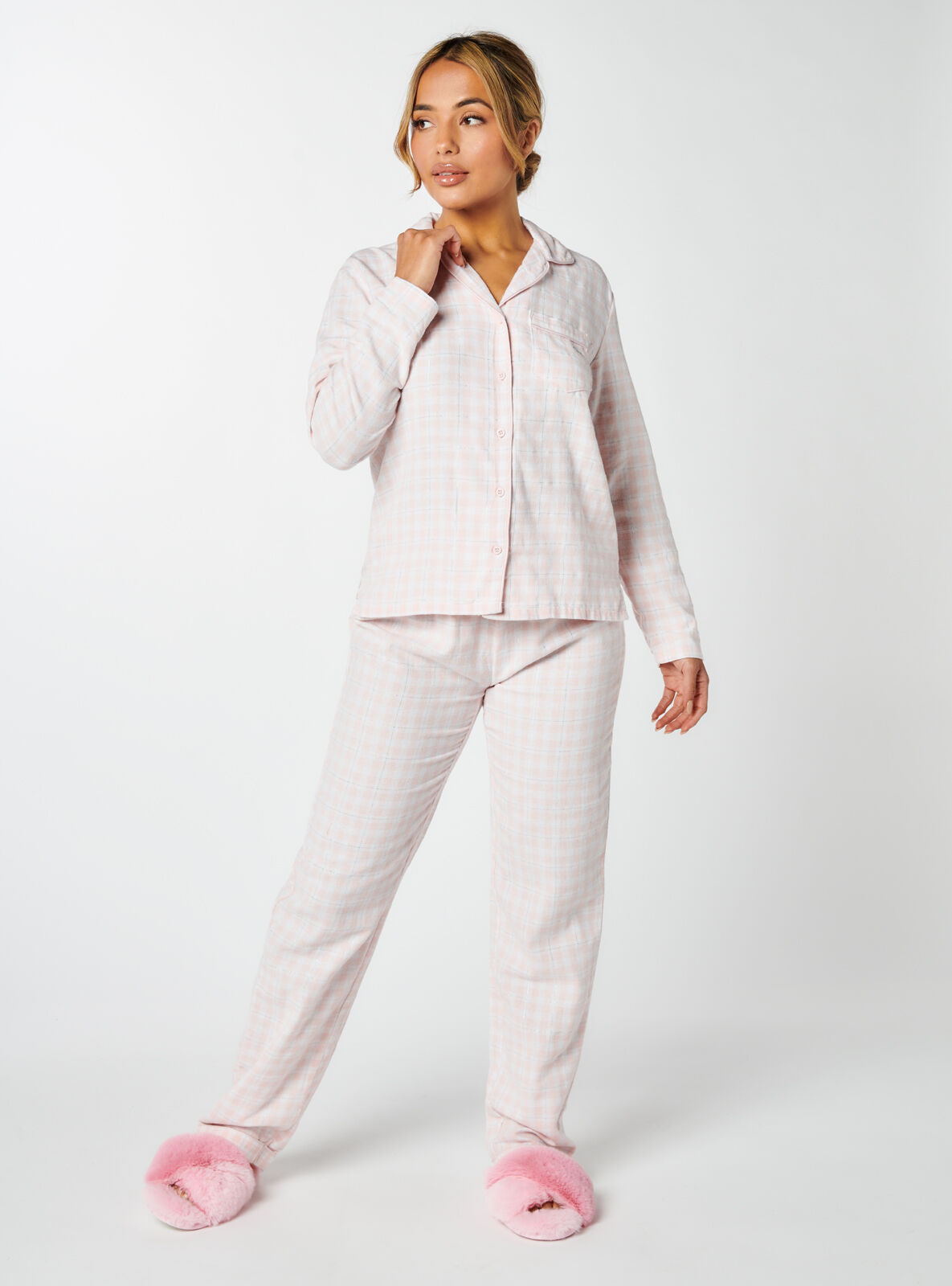 Pink gingham matching pyjamas in a bag | Powder Pink | Boux Avenue UK