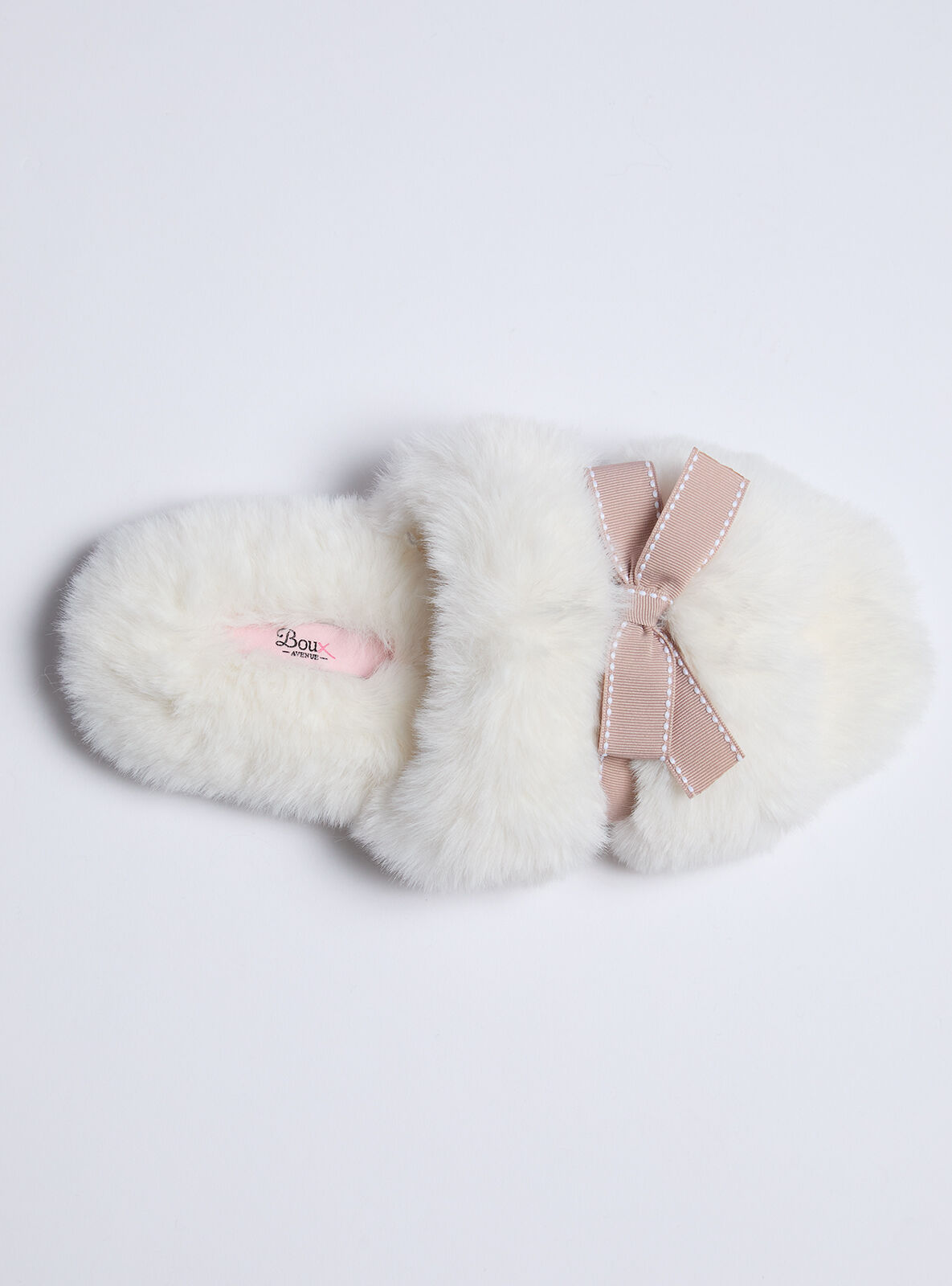 Bow slider slippers | Ivory Mix | Boux Avenue UK