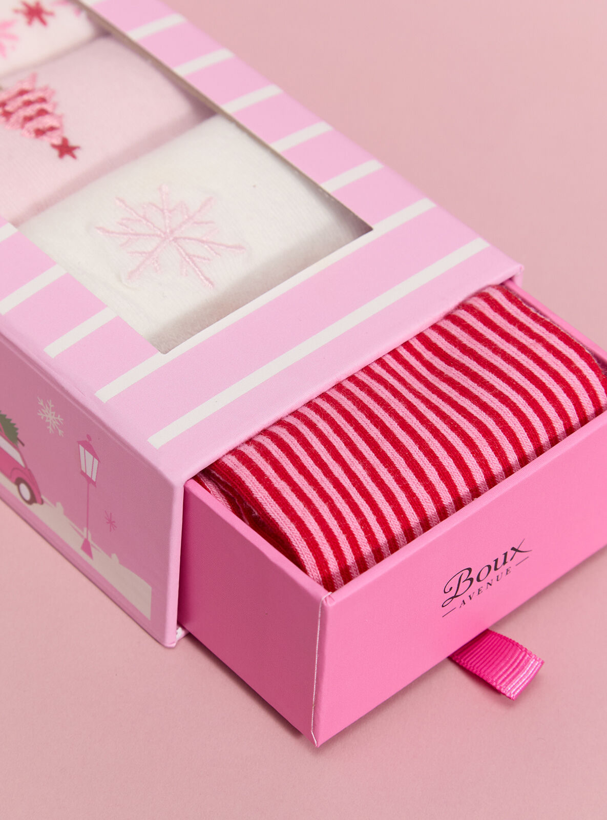 4 pack Christmas sock gift box | Pink Mix | Boux Avenue UK