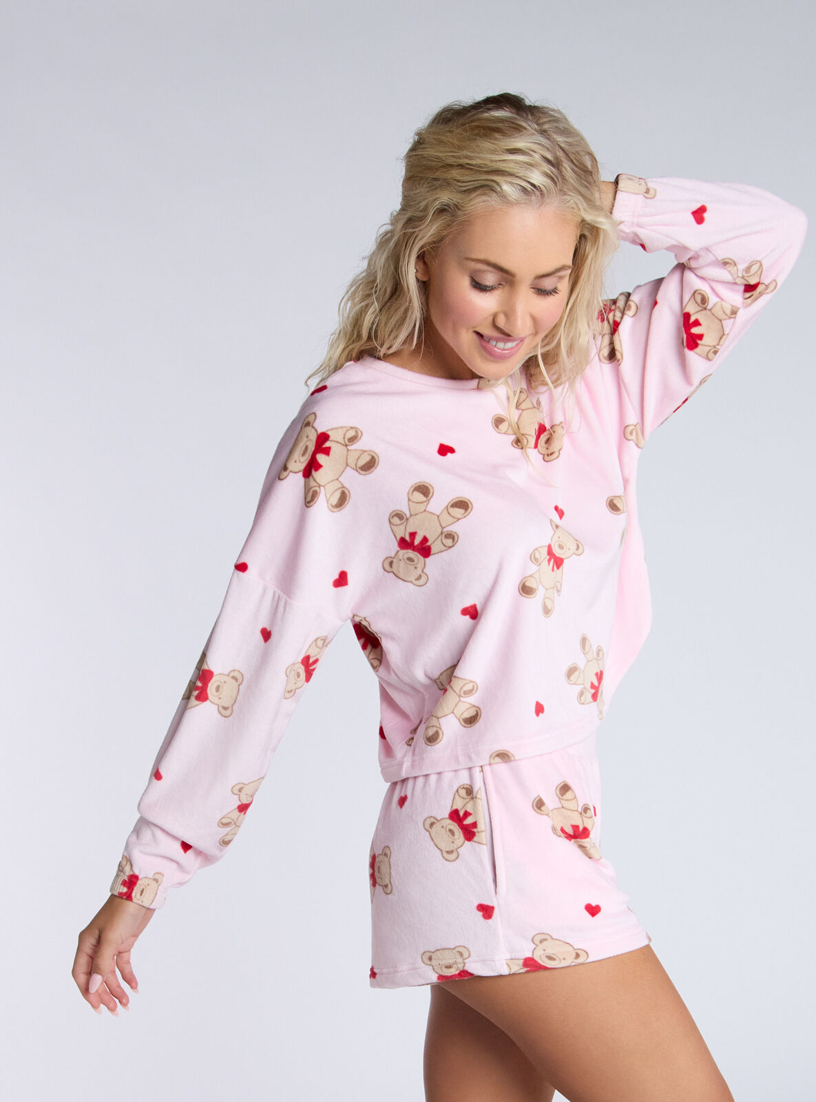 Teddy bear velour short pyjama set | Boux Avenue UK