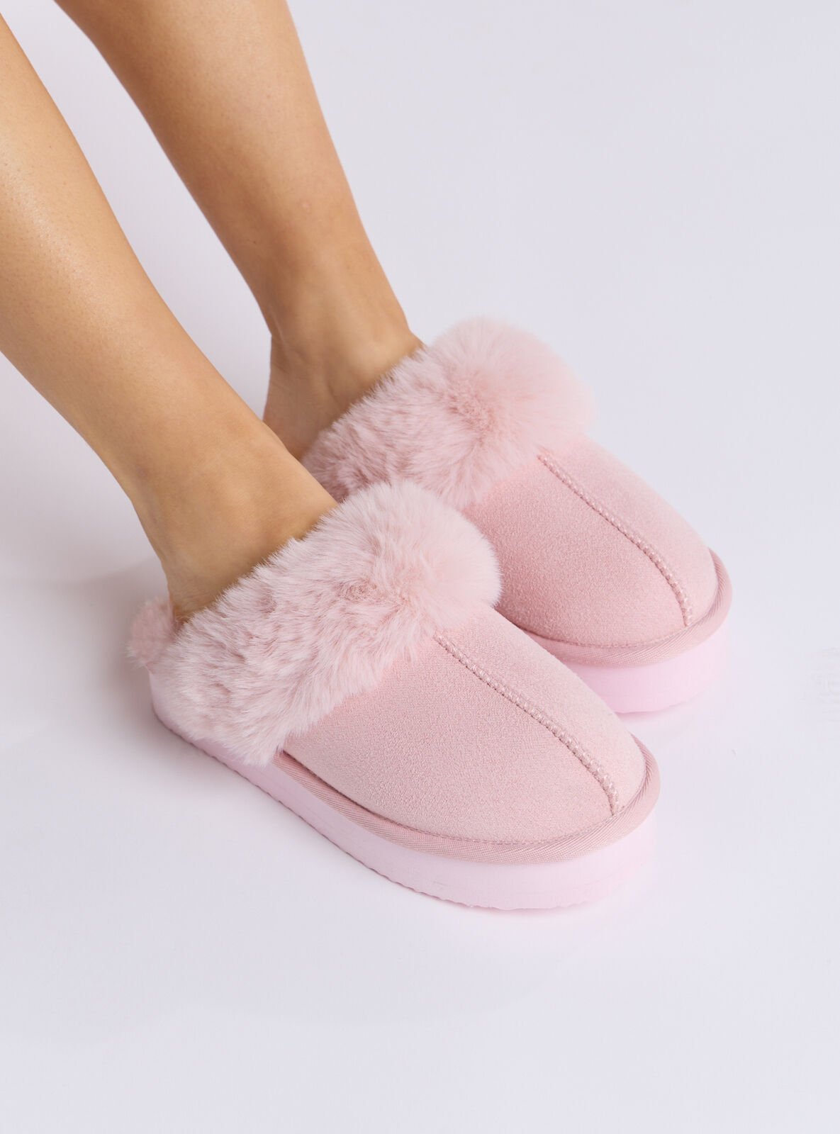 Platform mule slippers | Powder Pink | Boux Avenue UK