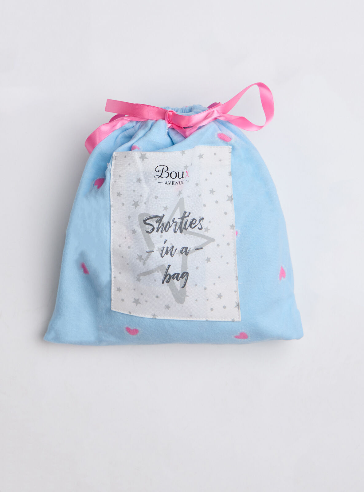 Heart fleece short pyjamas in a bag | Blue Mix | Boux Avenue UK