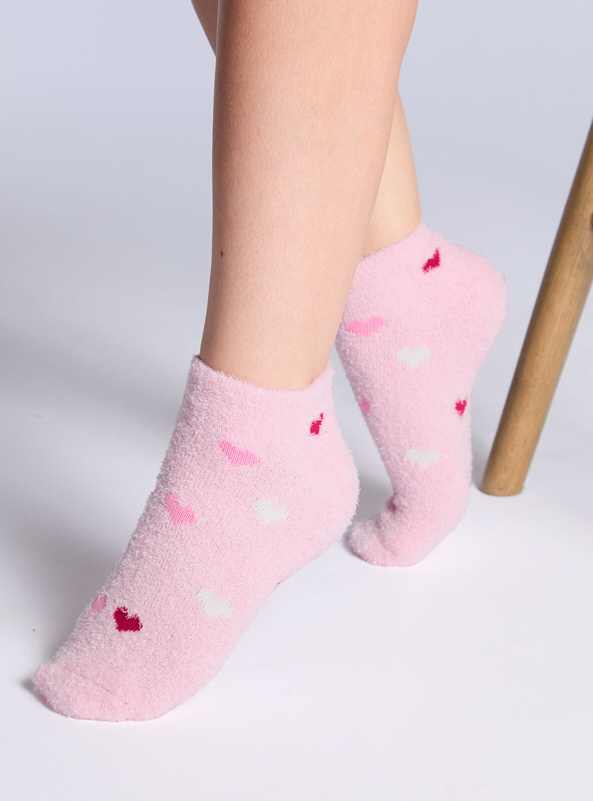 2 pack heart fluffy trainer socks | Pink Mix | Boux Avenue UK