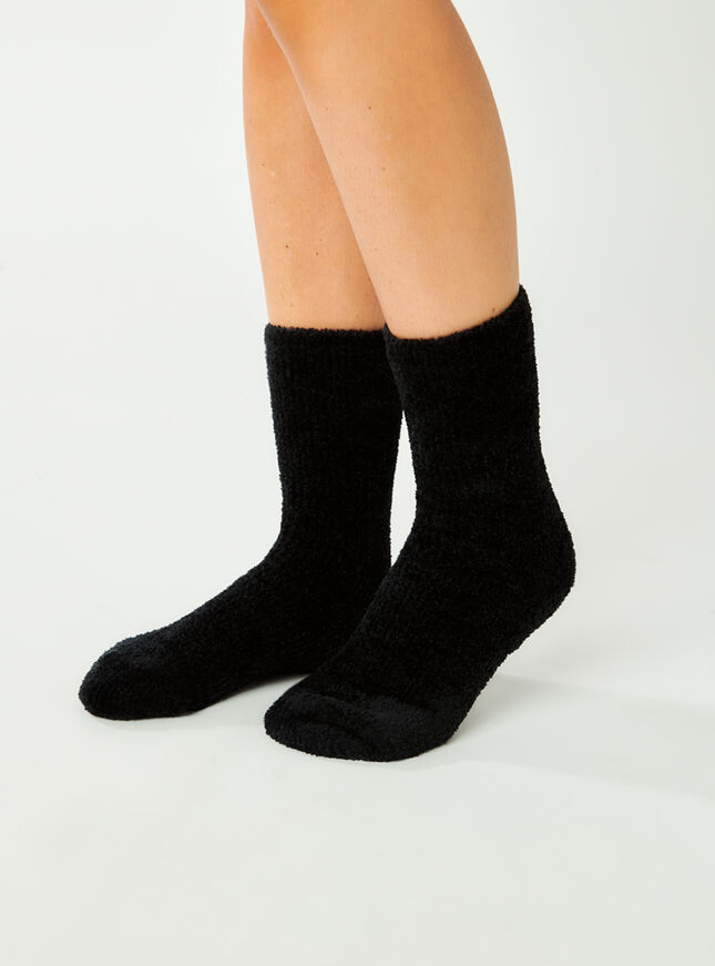 Velvet fleece socks | Black | Boux Avenue UK