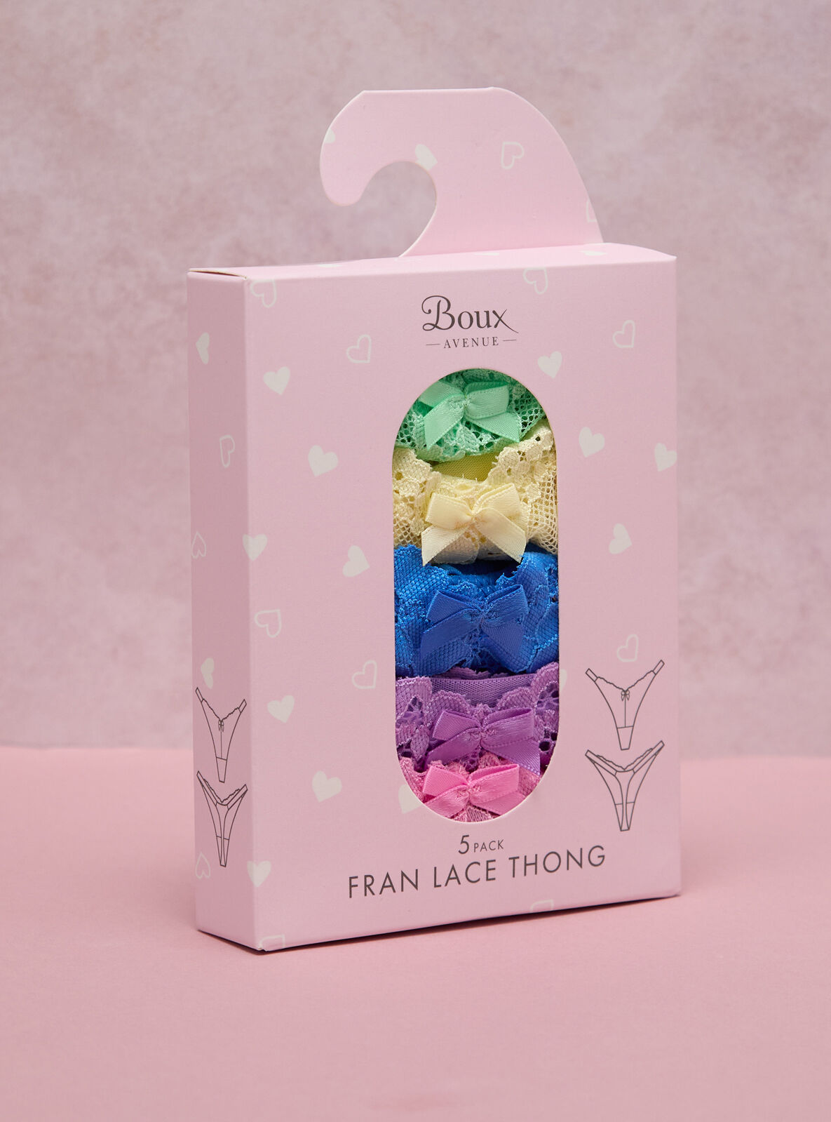 5 pack Fran lace thongs | Multicoloured | Boux Avenue UK