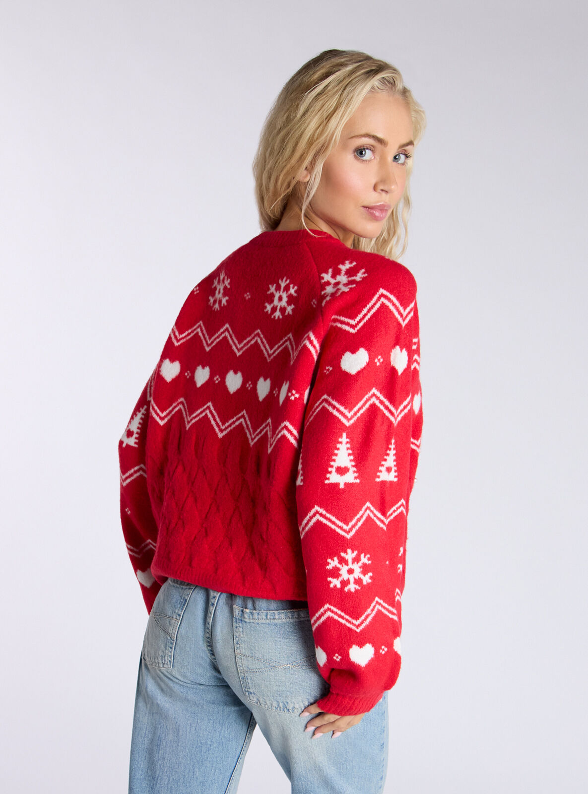 Fairisle knitted jumper | Red Mix | Boux Avenue UK