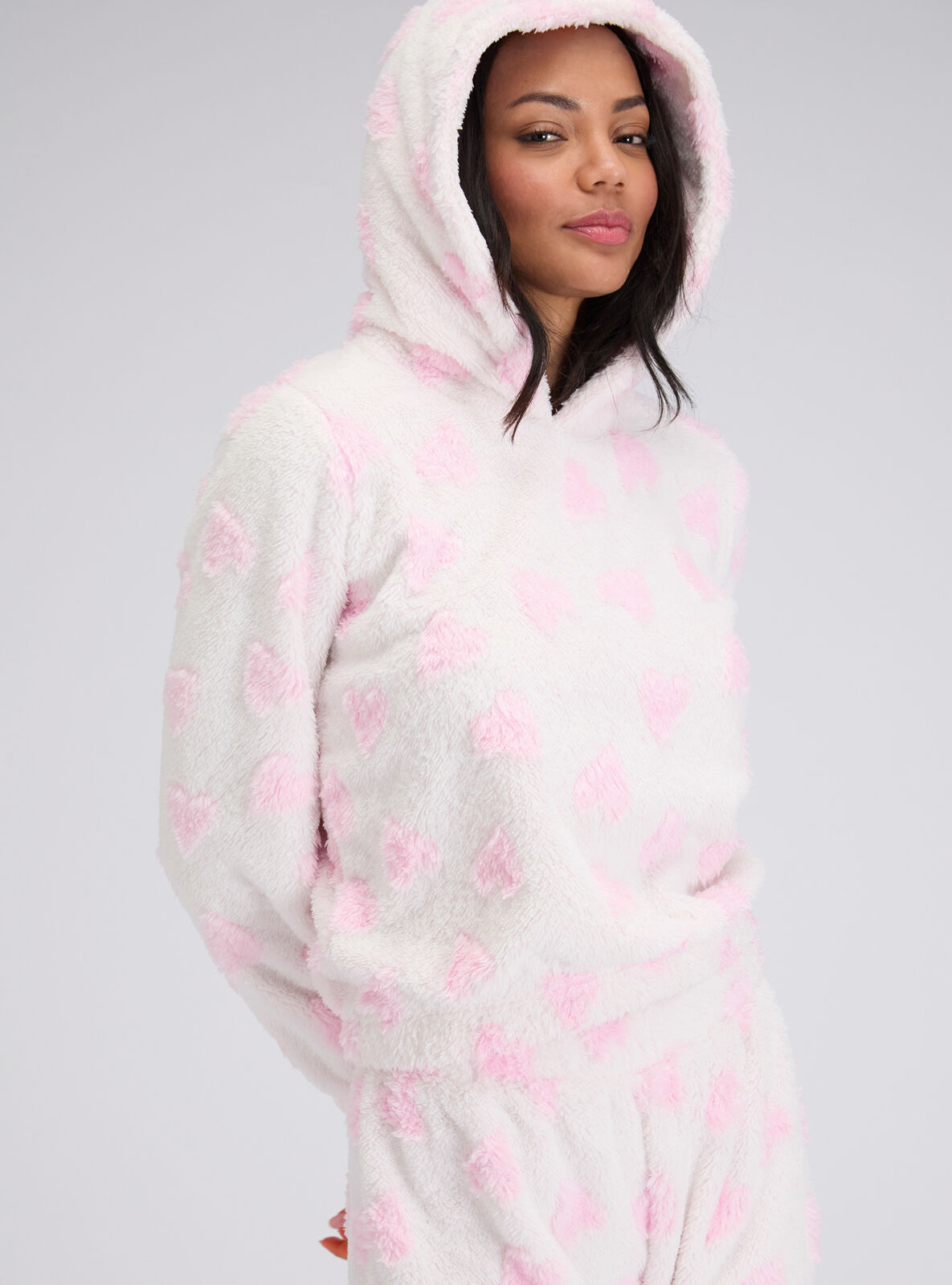 Fluffy heart lounge set | Ivory Mix | Boux Avenue UK